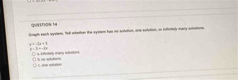 Solved QUESTION Graph Each System Tell Whether The System Has No Solution One Solution Or