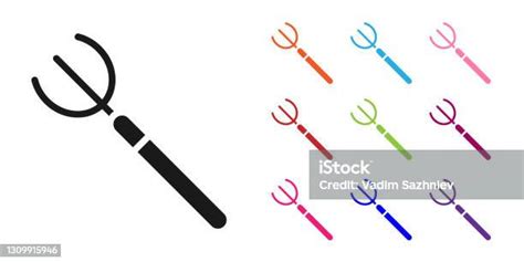 흰색 배경에 고립 된 블랙 가든 피치 포크 아이콘 정원 포크 표지판 원예 농업 농업을위한 도구 다채로운 아이콘을 설정합니다 벡터 가정 생활에 대한 스톡 벡터 아트 및 기타