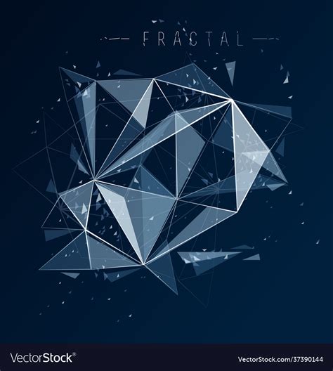 Mesh Object Fractal Design With Connected Lines Vector Image