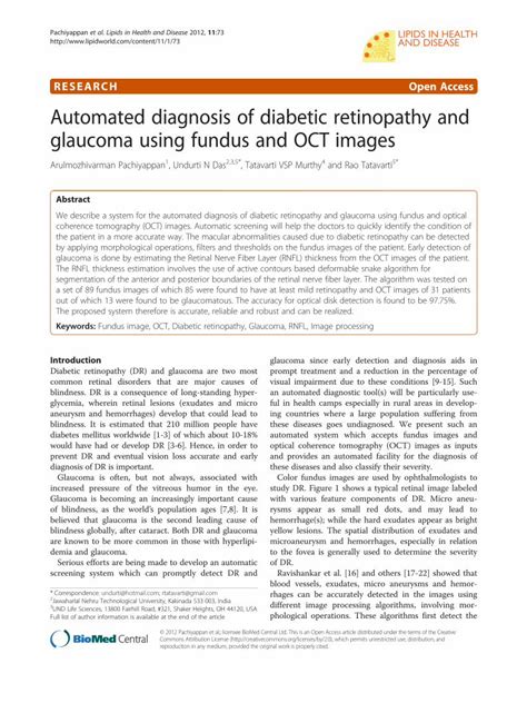 Pdf Automated Diagnosis Of Diabetic Retinopathy And Glaucoma Using Dokumentips