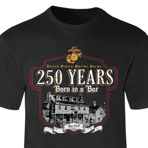 Usmc Born In A Bar 250 Years T Shirt Celebrate 250th Birthday Sgt Grit