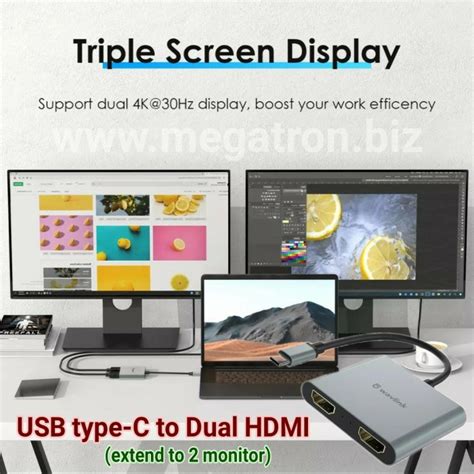 Jual Triple Monitor Display USB Type C To Extended HDMI Monitor Jakarta Barat MEGATRON