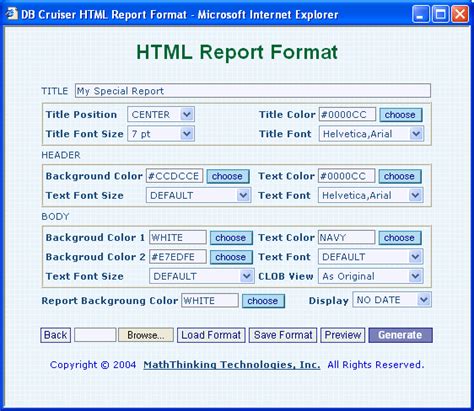 Db Cruiser Html Report Formatting