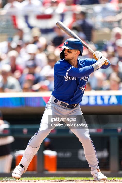 Cavan Biggio Of The Toronto Blue Jays Takes An At Bat Against The