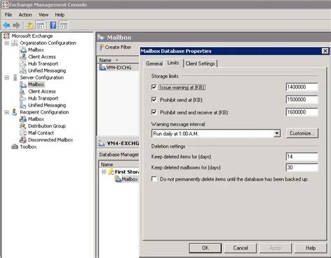 Set Storage Exchange Mailbox Quota Steps Techyv Com