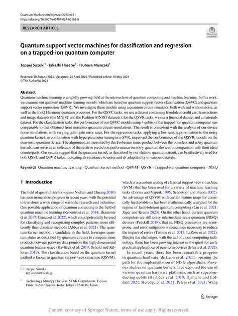 Pdf Quantum Support Vector Machines For Classification And Regression