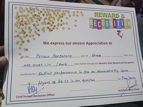 Piyush Prajapati On Linkedin Rewarded And Recognised For Key Performer In Q3 For Achieving