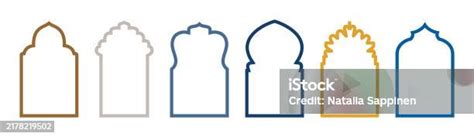 모양 이슬람 문 창문 실루엣 아랍 아치 벡터 모스크 게이트 스트로크는 투명에 격리되어 있습니다 동양 스타일의 패턴 컬렉션 라마단 카림을 위한 아랍 무슬림 디자인의 프레 0