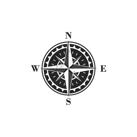 Compass Vector Logo Design In Black And White 16610474 Vector Art At