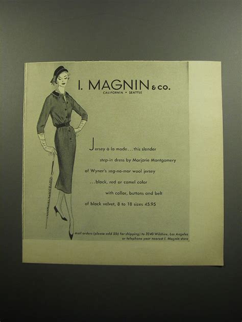 1957 I Magnin Marjorie Montgomery Dress Ad Jersey A La Mode On Ebid United States 218974763