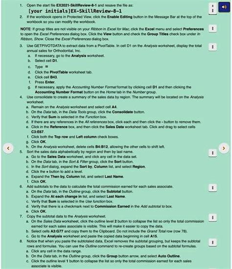 Solved 1 Open The Start File Ex2021 Skillreview 8 1 And Resave The File As Your Initials Ex
