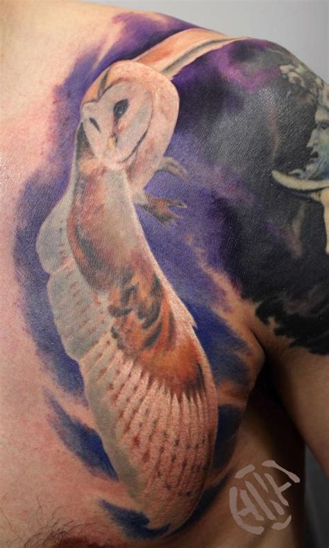 Barn Owl Chest Tattoos