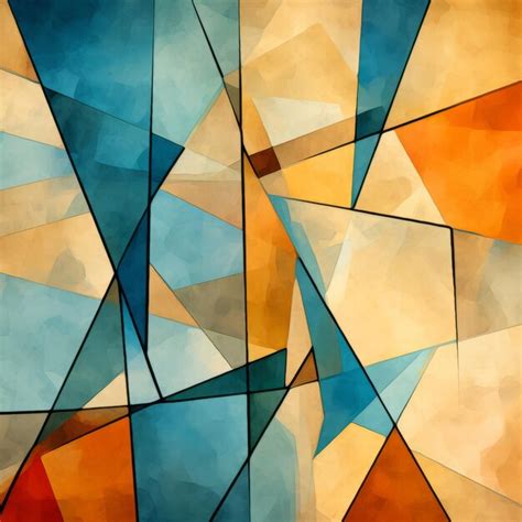 Premium Photo Modern Cubism Digital Watercolor Translucent Colors And