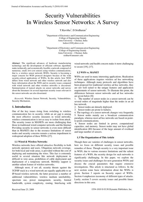 Wireless Sensor Network Security A Survey Blog Of Sensor