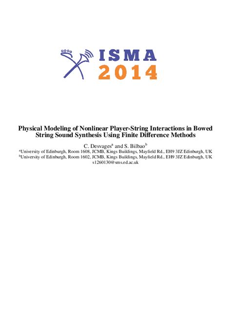Pdf Physical Modeling Of Nonlinear Player String Interactions In
