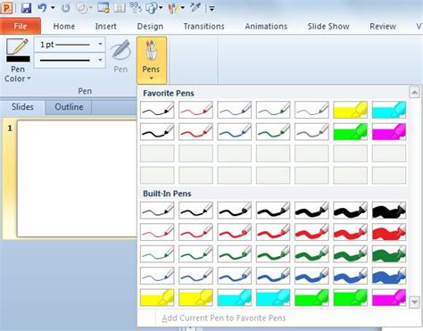 Ink Pens In Powerpoint 2010