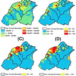 Equal Interval Choropleth Maps Of Population Count And Land Use Download Scientific Diagram