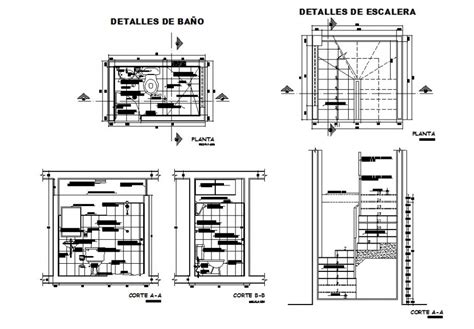 Plan And Sectional Detail Of Sanitary Toilet And Bathroom 2d View Cad