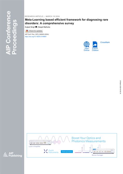Pdf Meta Learning Based Efficient Framework For Diagnosing Rare Disorders A Comprehensive Survey