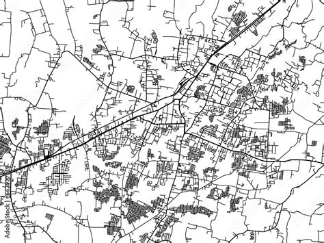 Vector Road Map Of The City Of Jember In Indonesia With Black Roads On