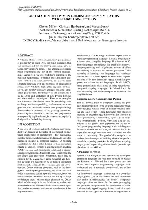 Pdf Automation Of Common Building Energy Simulation Workflows Using Python