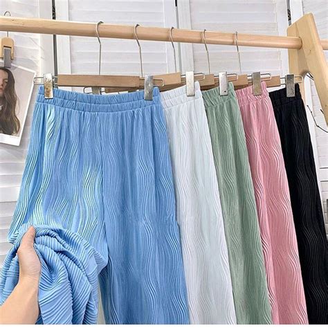 Купити Літні широкі штани Жіночі шовкові штани з тонкою складкою і великою талією Joom