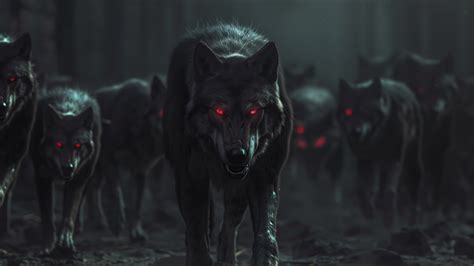 Wolf Pack Red Eyes Digital Art 4k 6600j Wallpaper Iphone Phone
