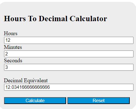 Hours To Decimal Calculator Calculator Academy