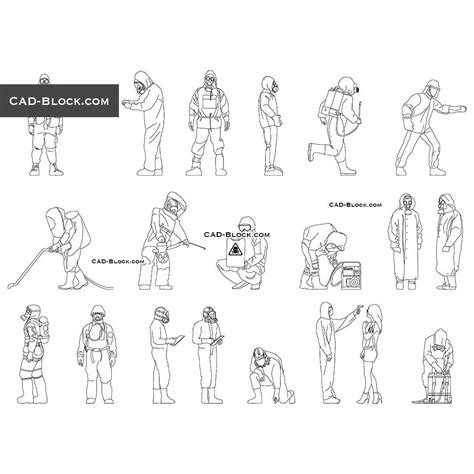 People In Hazmat Suits Cad Blocks Autocad Dwg
