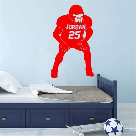 Football Wall Decal Custom Football Player Linebacker Name Wall Decal