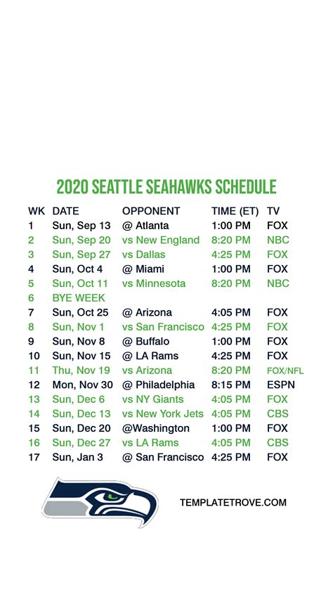Seattle Seahawks 2025 Schedule Release Date Printable