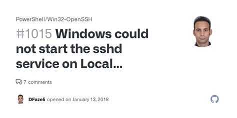 windows could not start the sshd service on local computer · issue