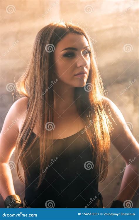 Portrait Of Military Girl In Fog Stock Image Image Of Lady Military