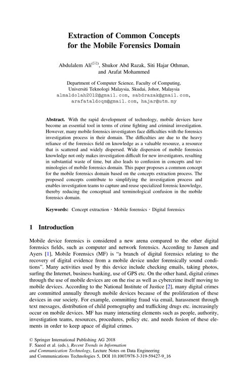 Pdf Extraction Of Common Concepts For The Mobile Forensics Domain