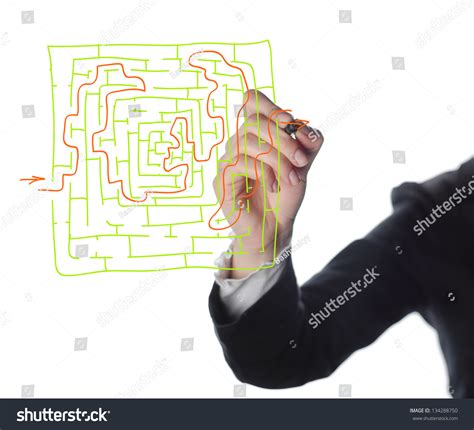 Hand Drawing Labyrinth Red Arrow Stock Photo Edit Now