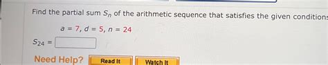 Solved Find The Partial Sum Sn ﻿of The Arithmetic Sequence