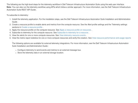 Telemetry Workflow Dell Telecom Infrastructure Automation Suite 2 2 Infrastructure Management