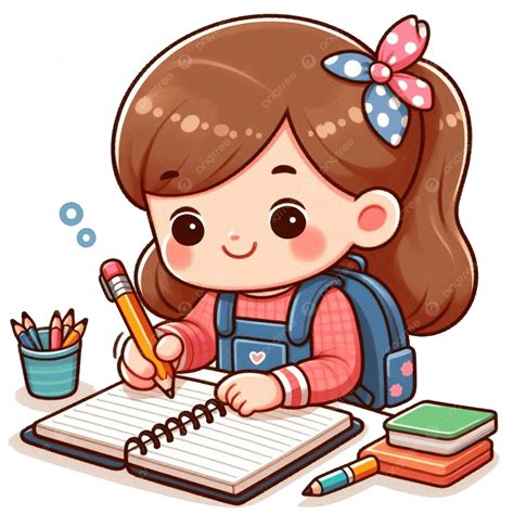 Niña Escribiendo En Un Cuaderno Clipart Hd Png Dibujos Linda Niña