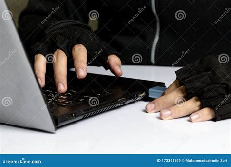 Hacker Using Usb Flash Drive For Theft The Information Stock Image Image Of Information