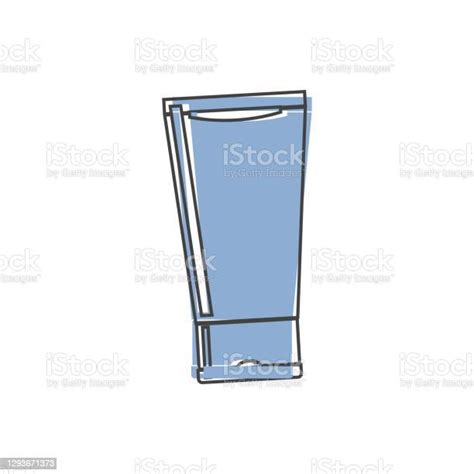 흰색 고립 된 배경에 벡터 튜브와 얼굴 관리 아이콘 만화 스타일 쉽게 편집 그림을 위해 그룹화 된 레이어 당신의 디자인에 대한 건강관리와 의술에 대한 스톡 벡터 아트 및