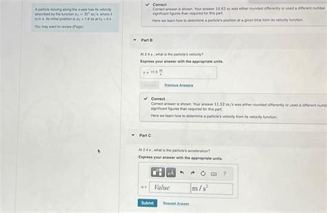 Solved A Particle Moving Aiong The Xaxis Has Its Velocity