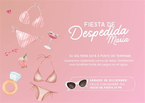 Plantillas De Tarjetas Para Despedida De Soltera Gratis Para Personalizar Canva