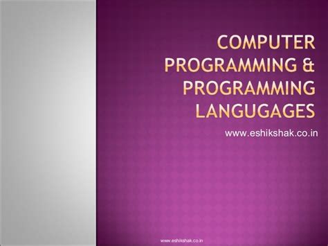 Computer Programming Programminglangugages