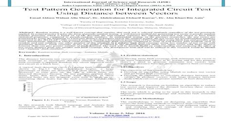 Pdf Test Pattern Generation For Integrated Circuit Test Using