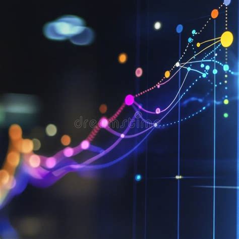 Vibrant Digital Graph Depicting Data Trend Analysis With Colored Lines And Dots Stock Image