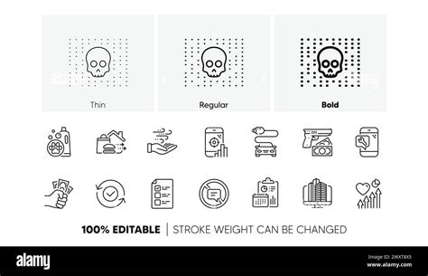 Robbery Voting Ballot And Heart Beat Line Icons For Web App Printing Line Icons Vector