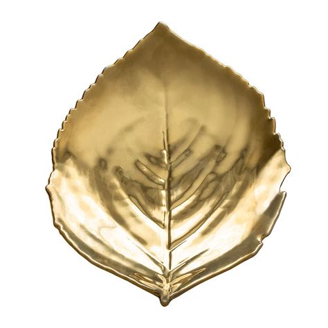 Hydrangea Leaf Riviera 22 Cm Hortensienblatt Teller Gold By Co