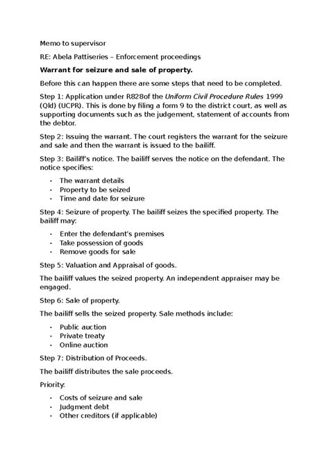 Final Exam Memo Civil Litigation Enforcement Proceedings Ucpr Studocu