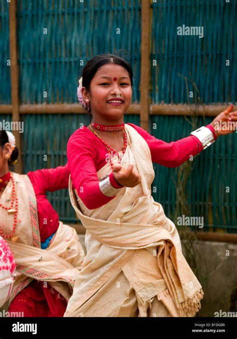 Traditional Dance At Rongali Bihu Assamese New Year Celebration In