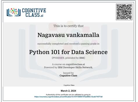 Completed Python For Data Science Course By Ibm Naga Vasu Vankamalla Posted On The Topic